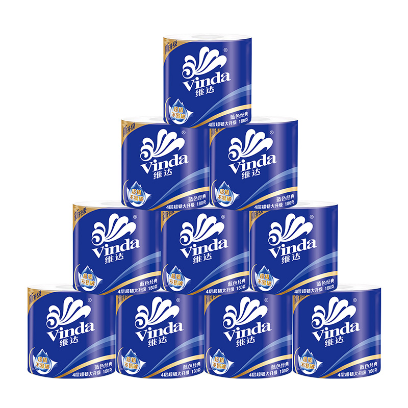 维达V4028-A蓝色经典卷纸4层x180克 (10卷/提)--中国中铁网上商城